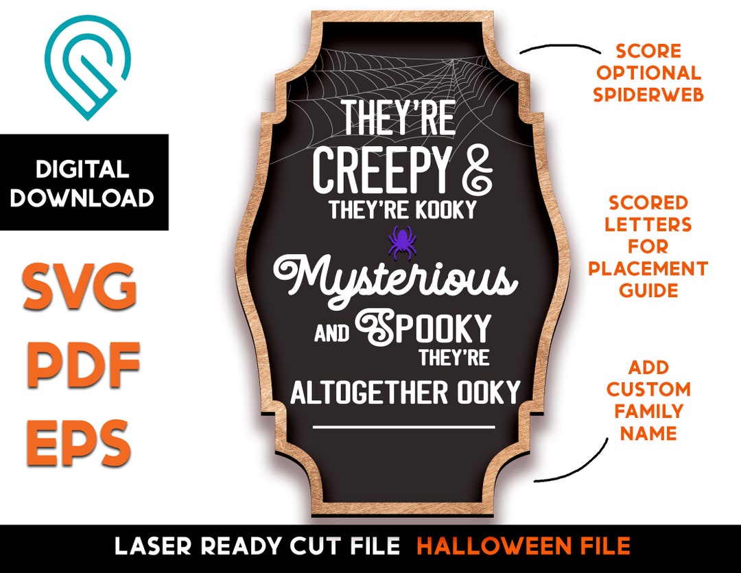 Halloween Creepy Spooky Poky Kooky Sign - Laser Cut SVG File ...