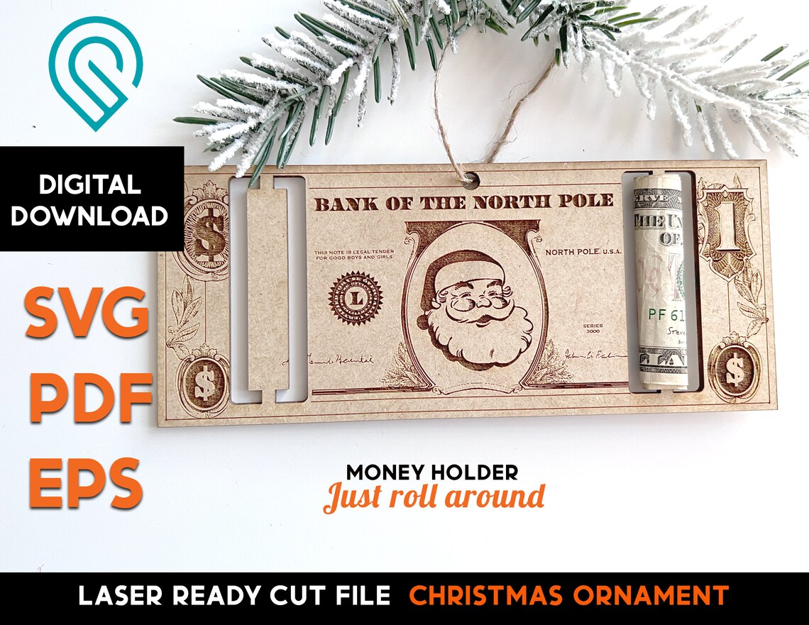 Santa Money Clip Christmas Ornament: Laser Cut File (digital Download ...