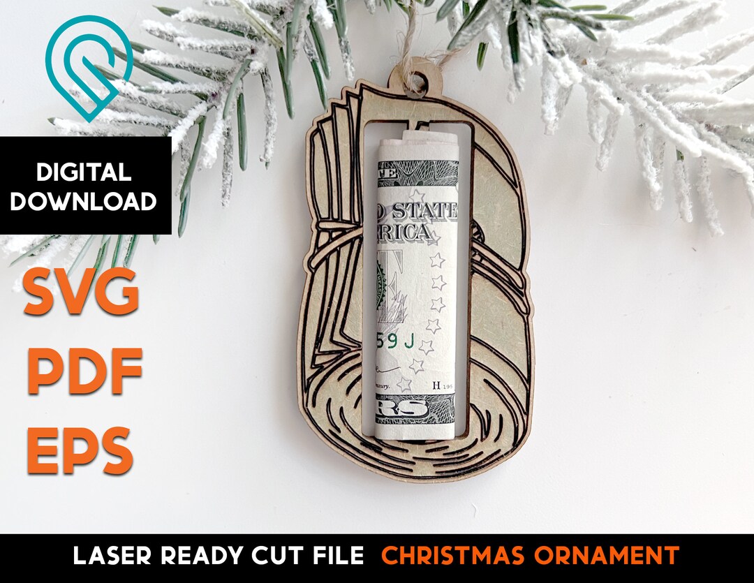 Money Roll Clip Christmas Ornament Laser - Money Gift Holder - SVG Cut ...