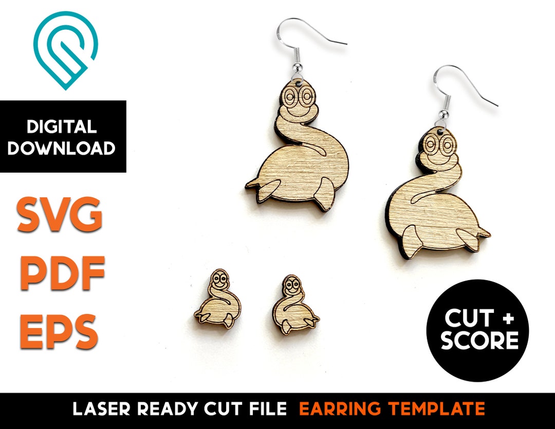 Lochness Cute Earrings - Laser SVG Cut File – Glowforge Ready - Cryptic ...