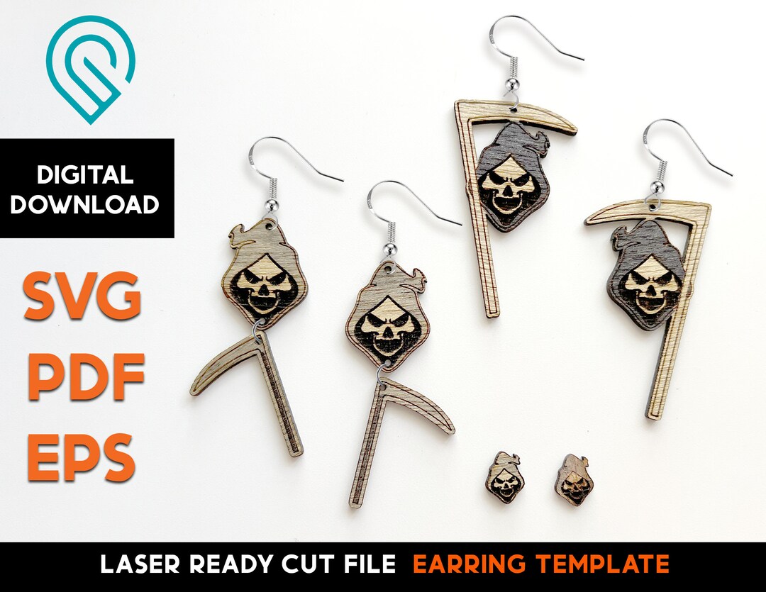 Grim Reaper Earring Collection - Laser Cut SVG File - Glowforge Ready ...