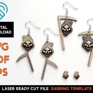 Grim Reaper Earring Collection - Laser Cut SVG File - Glowforge Ready ...