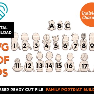 15 Individual Family Portrait Builder Laser Wood SVG Cut - Etsy