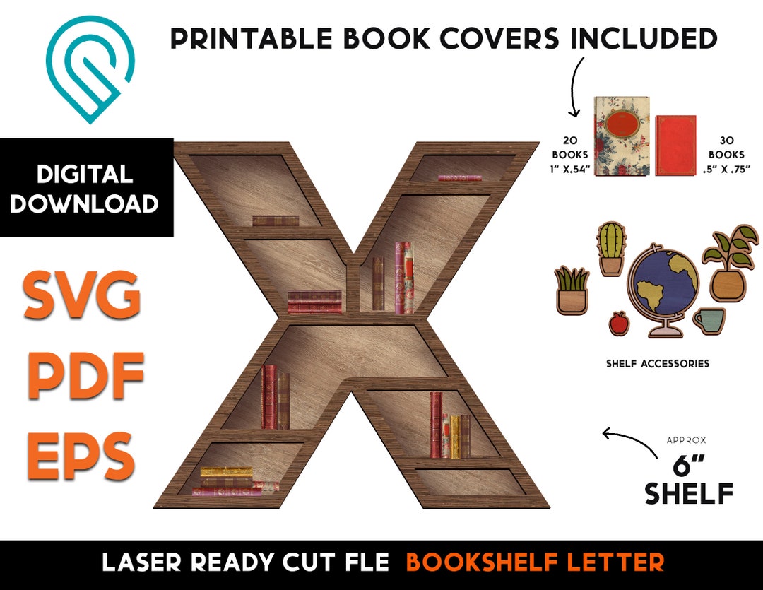 Initial Letter Bookshelf DIY: Wood Laser Cut File (digital Download) - Etsy