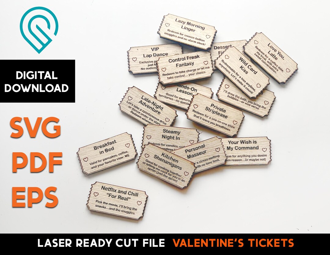 Valentine Day Couple Tickets - Laser SVG Cut File – Glowforge Ready ...