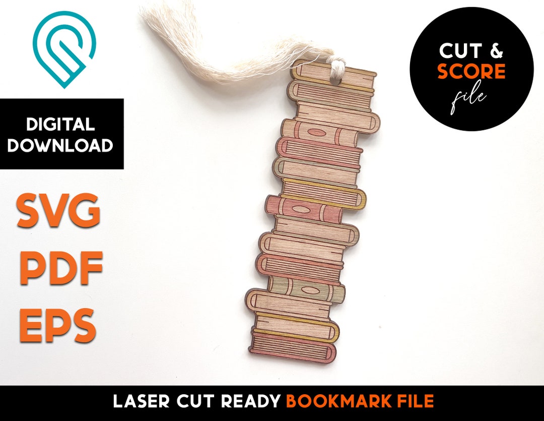 Book Stack Bookmark - Laser Cut SVG File (digital Download) - Etsy