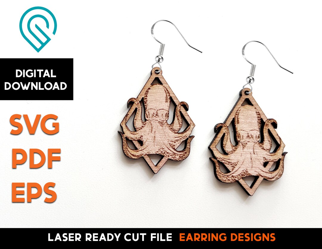 Octopus Earring - Laser Cut SVG File - Glowforge Ready and Tested ...