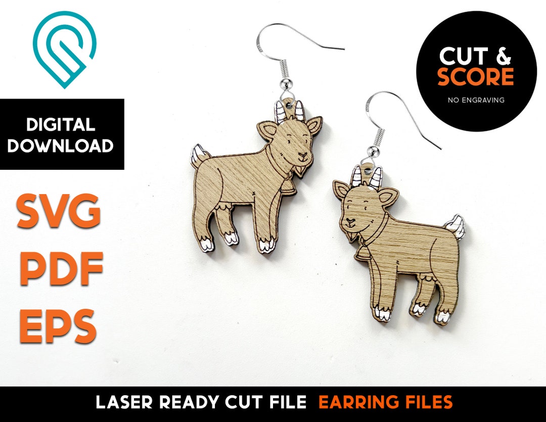 Goat Earring - Laser Cut SVG File - Glowforge Ready - Jewelry Template ...