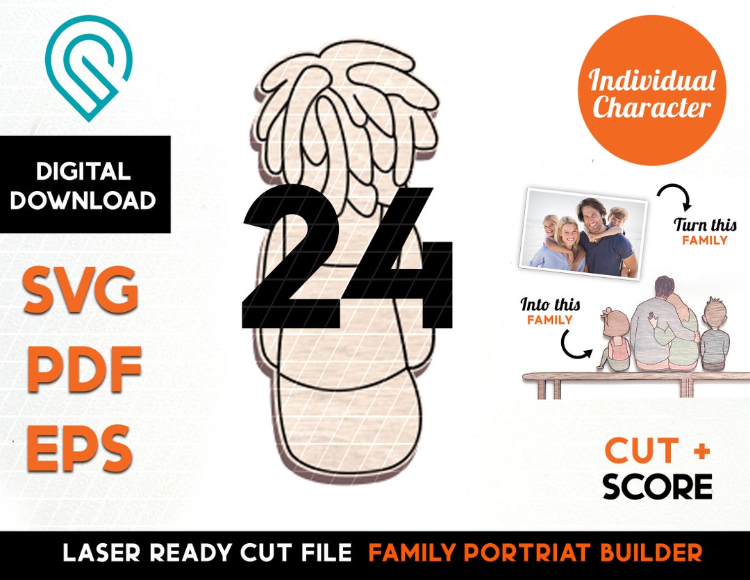 Dreadlocks Family Portrait Builder: Laser Cut SVG File (digital ...