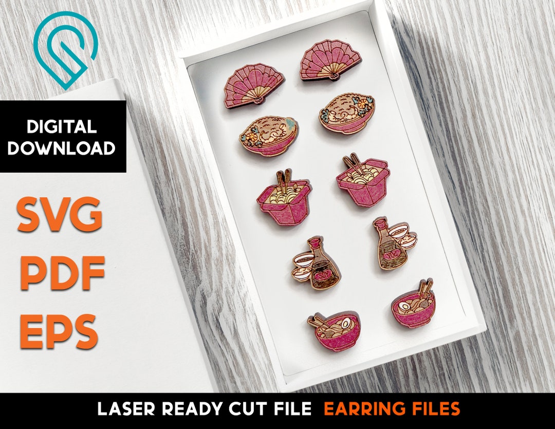 Asian Food Stud Earrings 2 - Laser Cut SVG File - Glowforge Ready ...