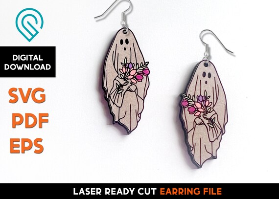 Ghost Flower Earring Set Laser Cut SVG File Glowforge - Etsy