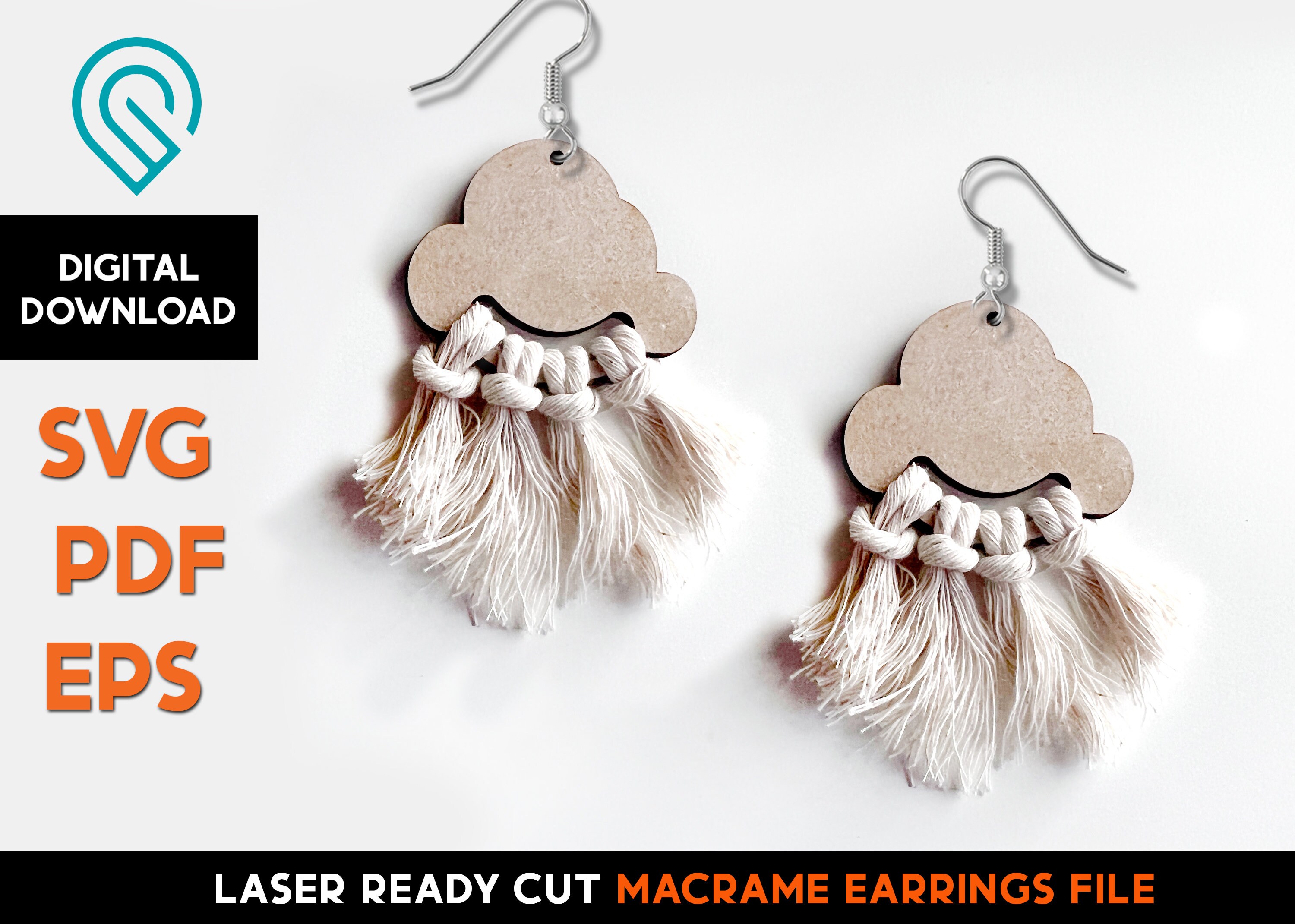 Cloud Macrame Earring Set - Laser Cut SVG File - Glowforge Ready - DIY ...