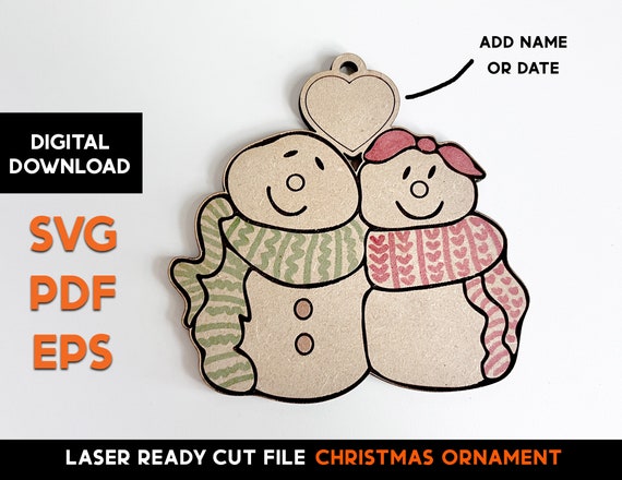 Snowman Couple Christmas Ornament Laser Ready SVG Cut File - Etsy