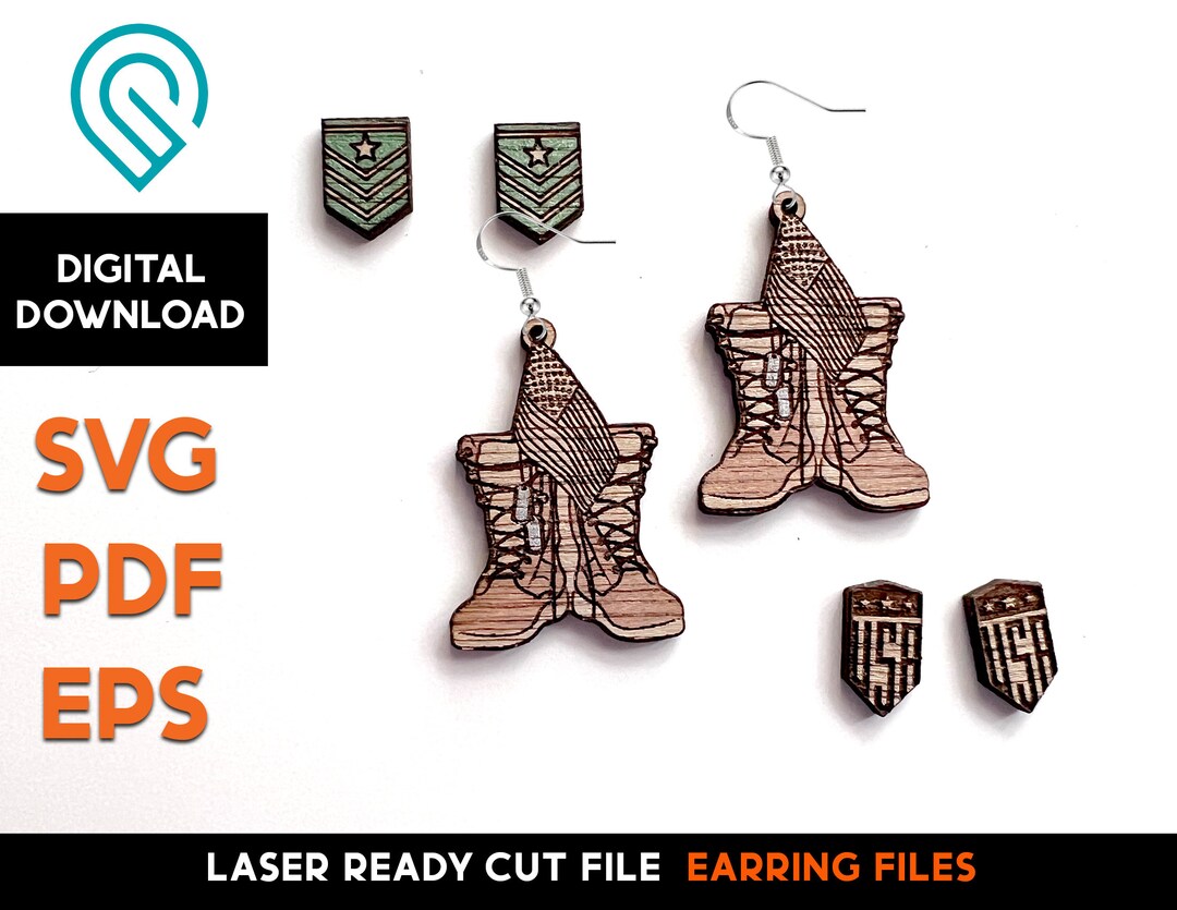 Military Boots Earring Set: Laser Cut Files (SVG, PDF, EPS) - Etsy