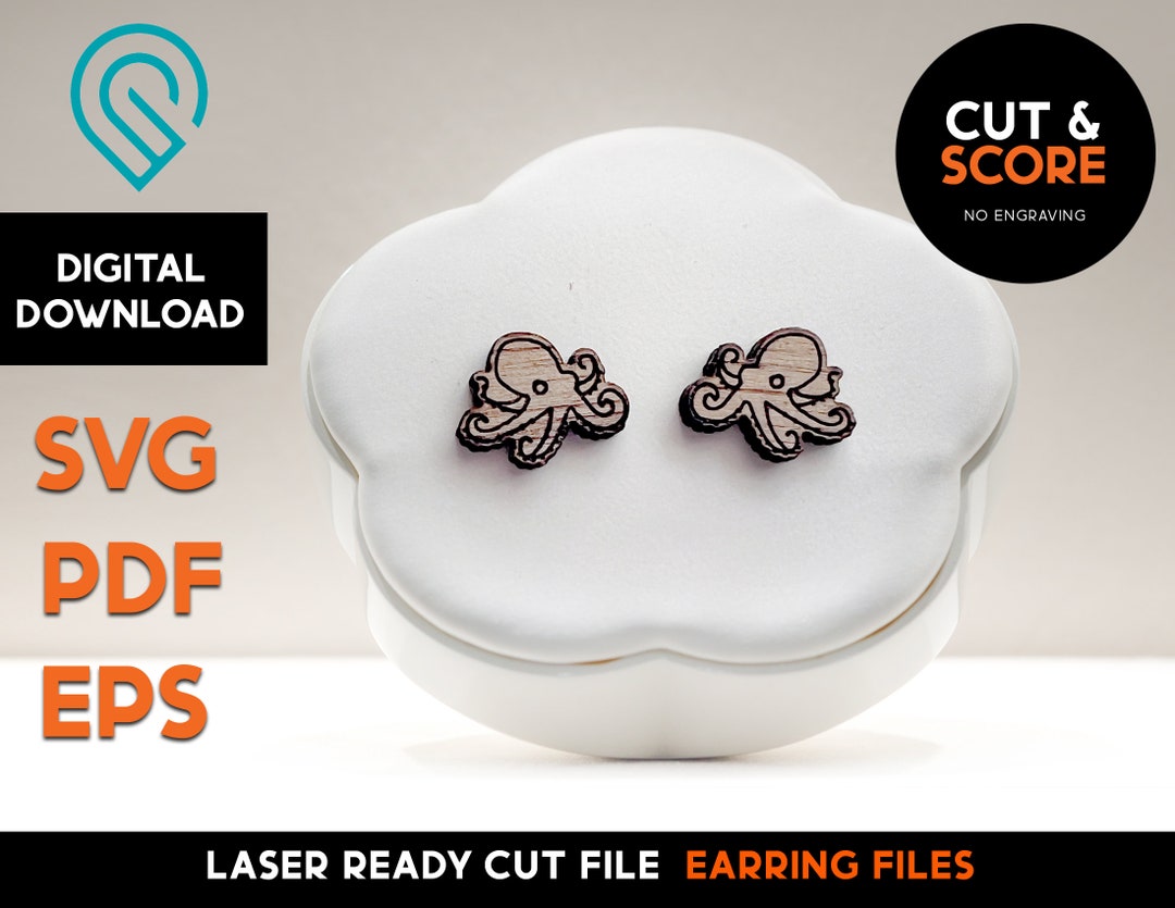 Octopus - Stud Earring - Laser Cut SVG File - Glowforge Ready and ...