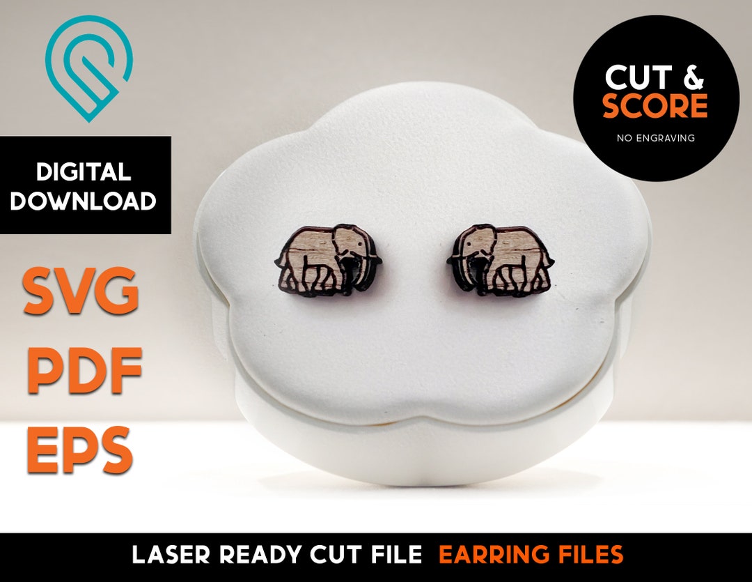 Elephant - Stud Earring - Laser Cut SVG File - Glowforge Ready and ...