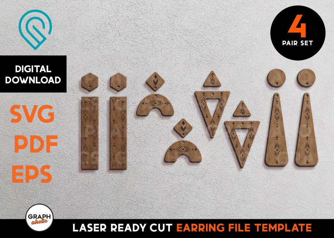 Tribal Aztec Earring Set 2- Laser Cut SVG File - Glowforge Ready ...