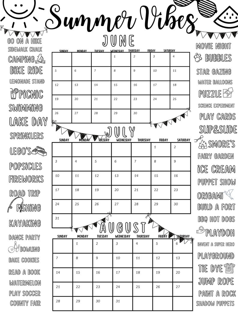 PRINTABLE: Digital Download Summer Vibes Poster, Summer Bucket List ...