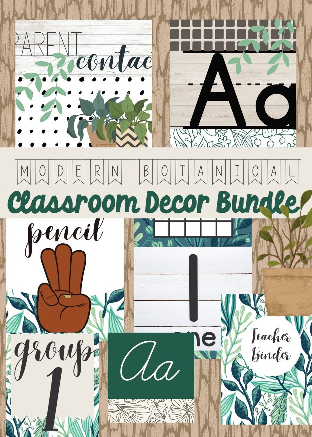 Modern Botanical Classroom Decor Bundle Natural Classroom Decorations ...