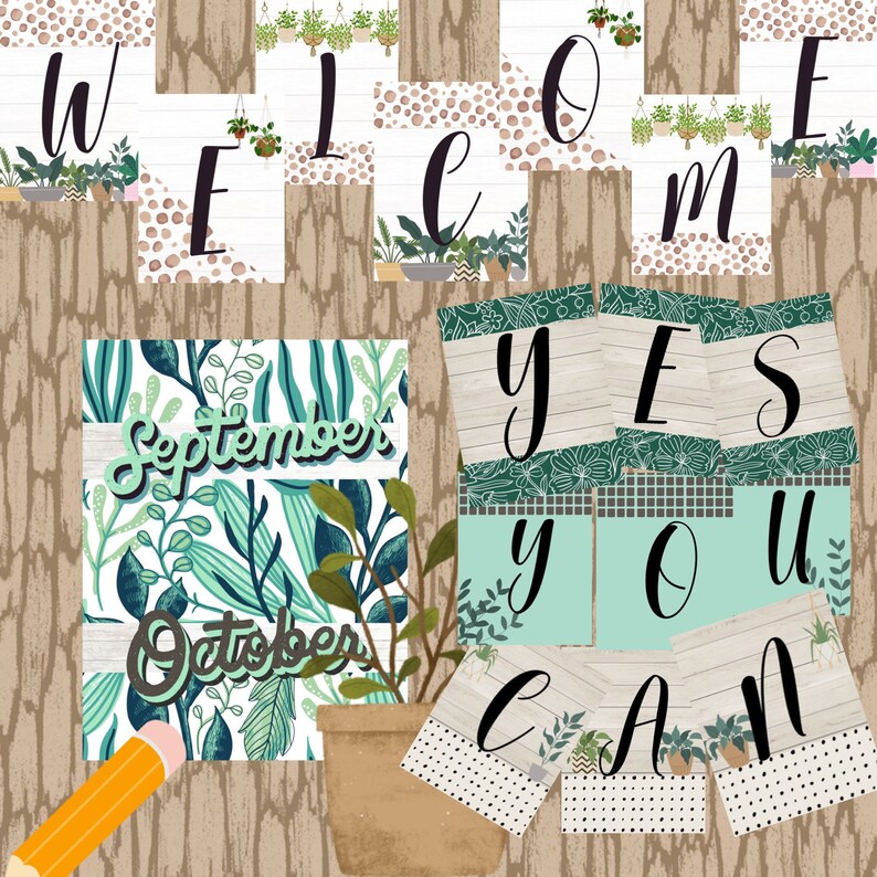 Modern Botanical Classroom Decor Bundle Natural Classroom Decorations ...