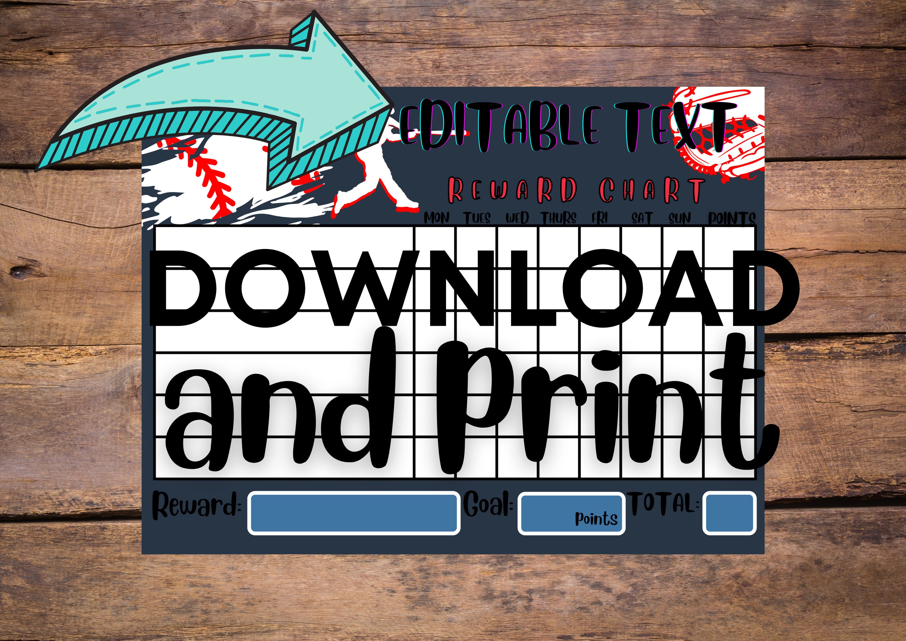 PRINTABLE: Baseball Responsibility Chart, Chore Chart, Kid's Incentive ...