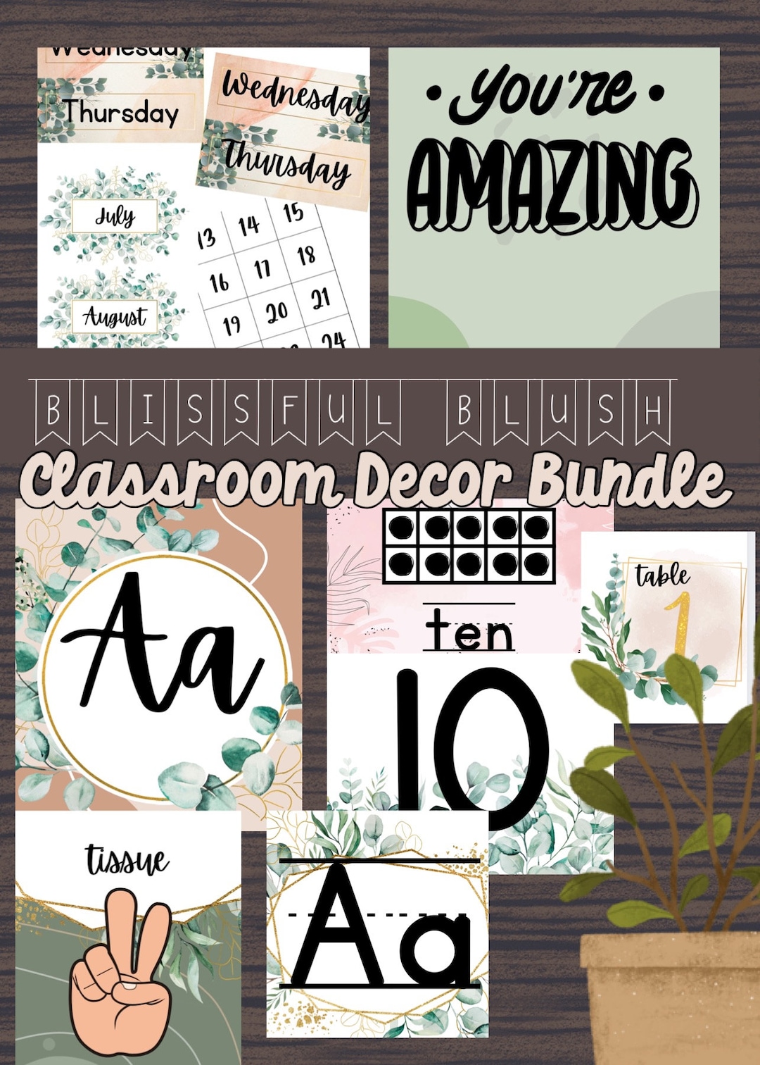BLISSFUL BLUSH Classroom Decor Bundle | Natural Classroom Decorations ...