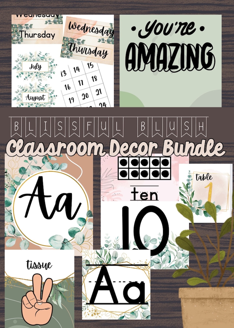 BLISSFUL BLUSH Classroom Decor Bundle | Natural Classroom Decorations ...