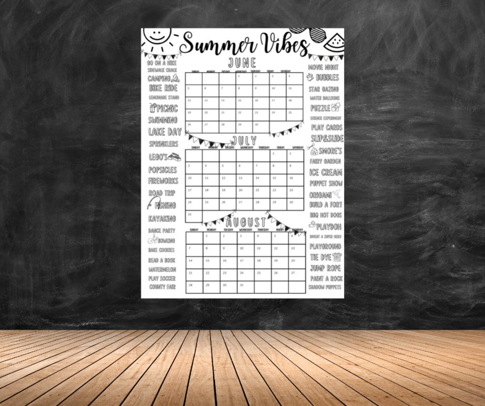 PRINTABLE: Digital Download Summer Vibes Poster, Summer Bucket List ...