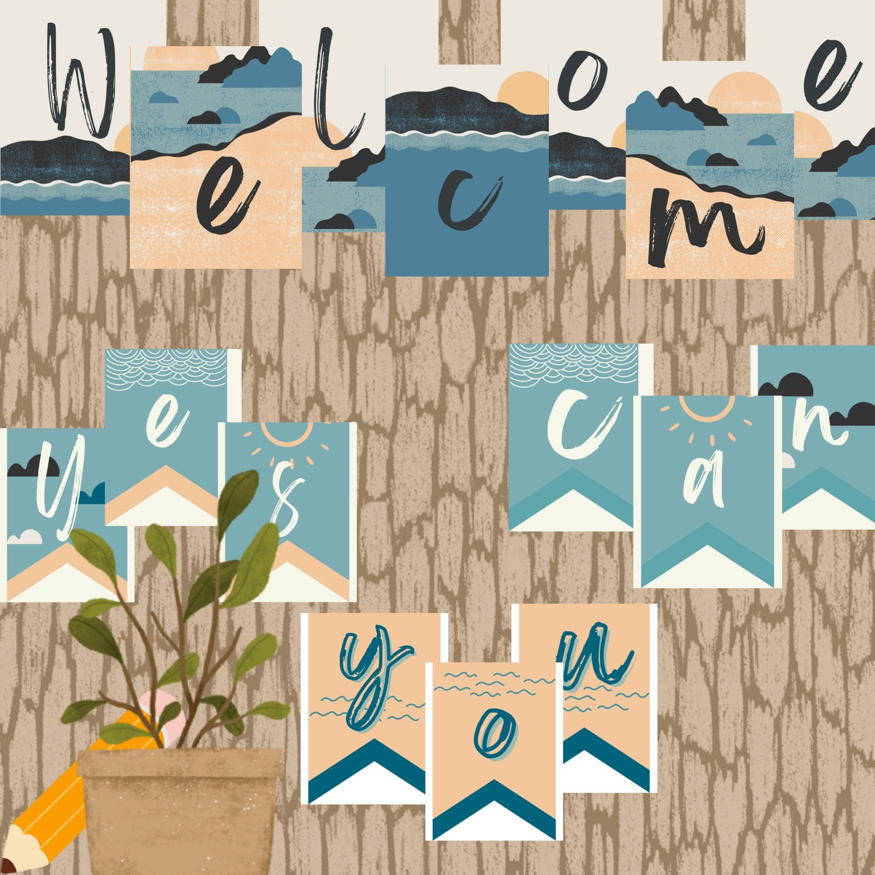 Coastal Calm Classroom Decor Bundle | Natural Classroom Decorations ...