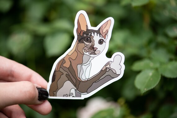 Middle Finger Cat Stickers Cat Gift Cat Sticker - Etsy