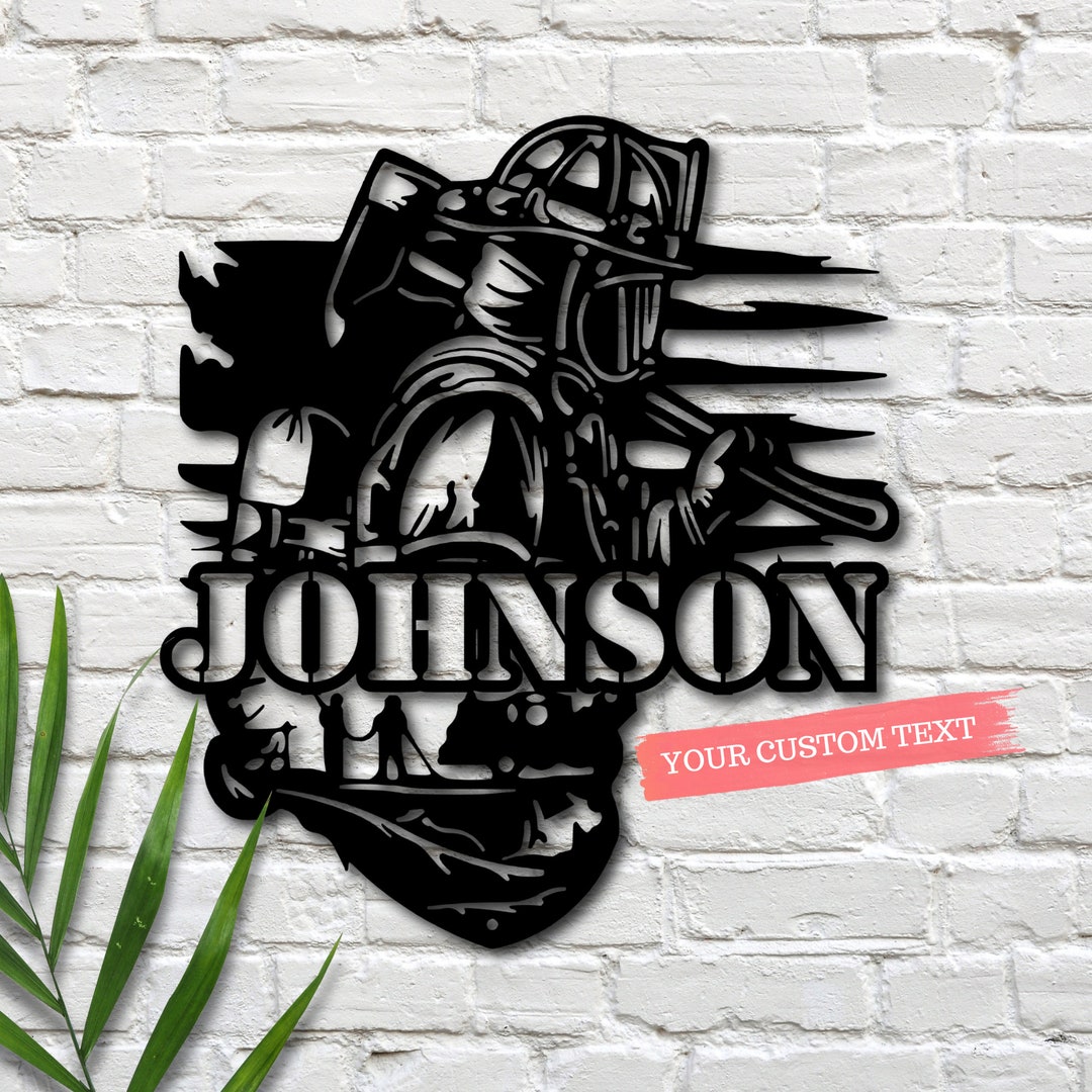 Custom Firefighter Monogram Metal Sign, Personalized Metal Fire ...
