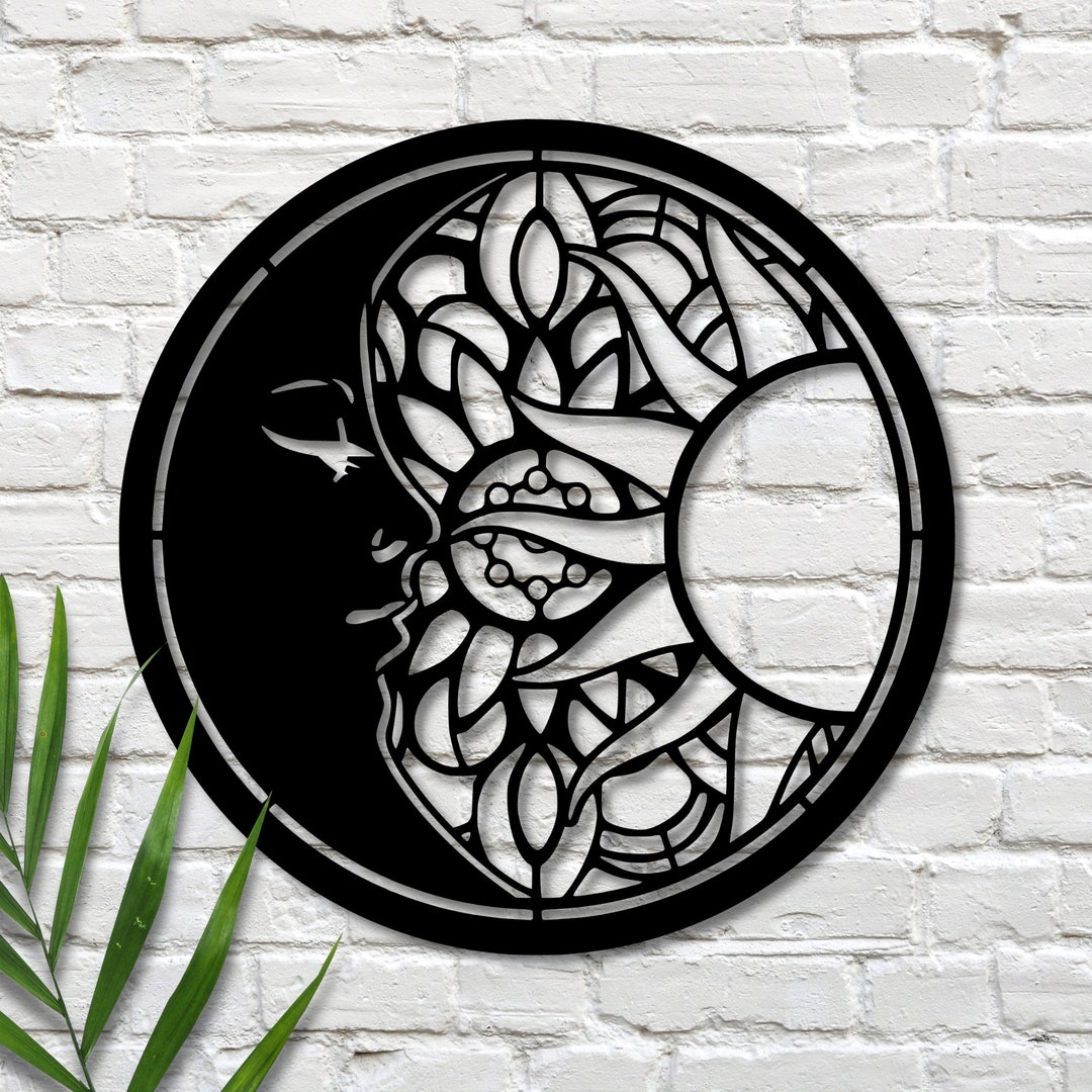 Vintage Metal SUN and MOON FACE Custom Metal Sun Moon Sign Indoor or ...