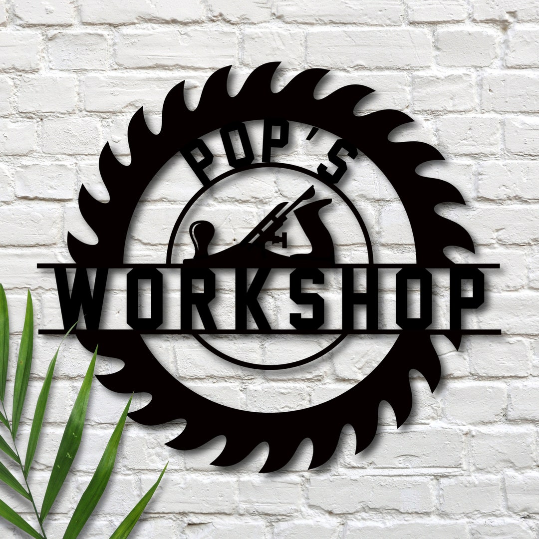 Personalized Fathers Day Sign for Dad, Papas Work Shop Metal Sign ...