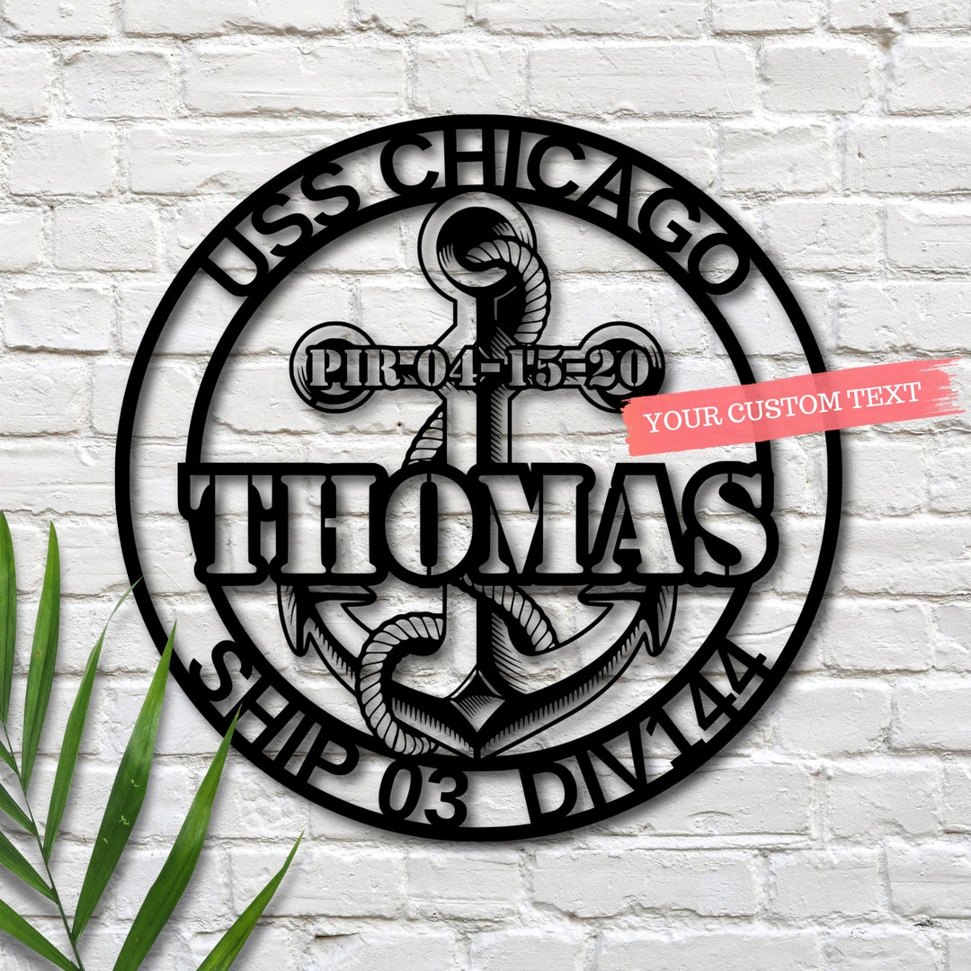 Customized USN Anchor Metal Sign, Anchor Decor, Navy Veteran Gift, US ...