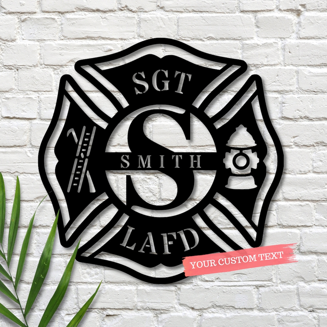 Custom Firefighter Monogram Metal Sign, Personalized Metal Fire ...