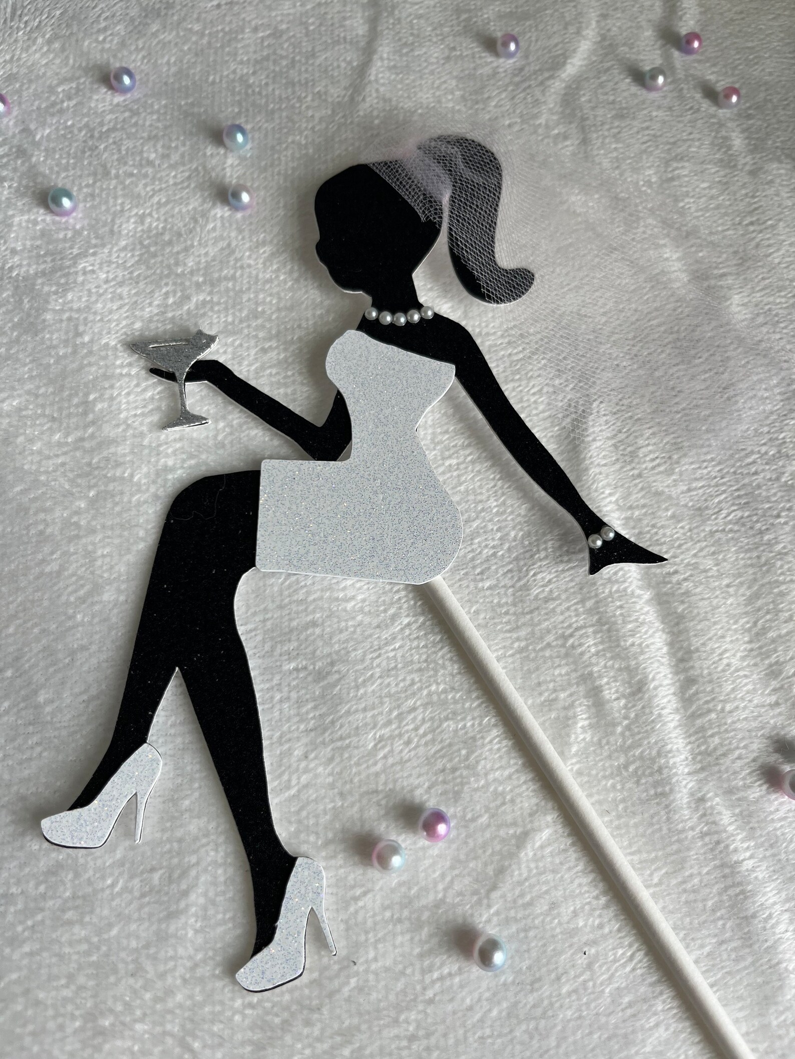 Bride Silhouette Cake Topper, Martini Glass Lady Topper, Bachelorette ...