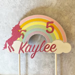 Rainbow Cake Topper, Pastel Rainbow Topper, Glitter Rainbow Topper ...