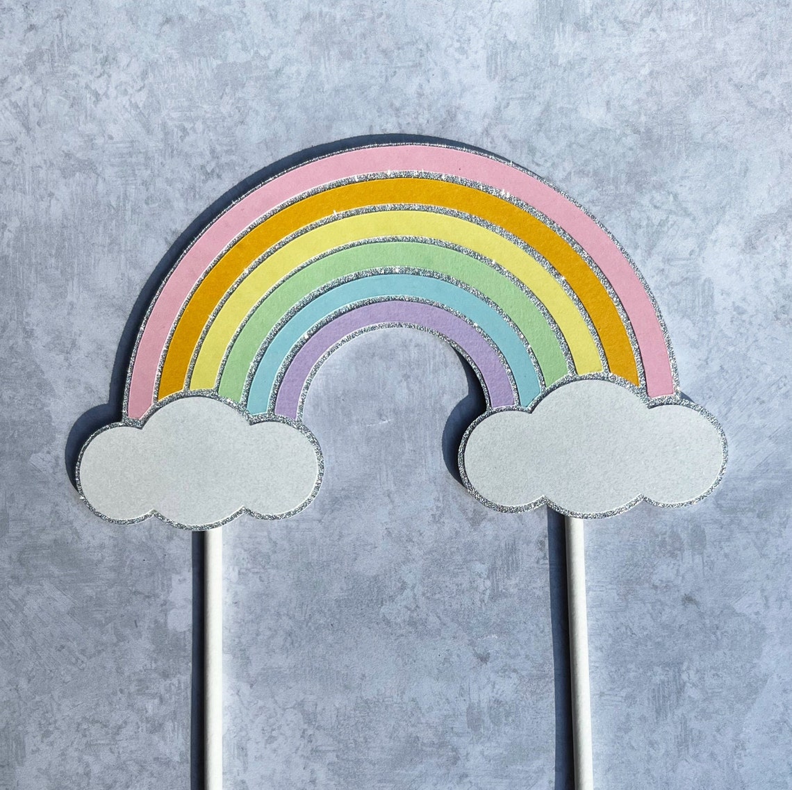 Rainbow Cake Topper Pastel Rainbow Topper Glitter Rainbow - Etsy