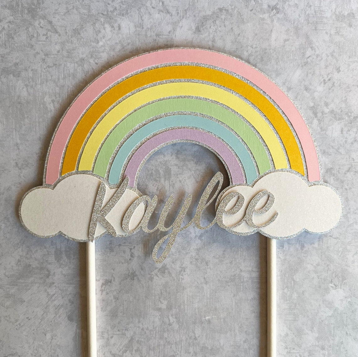 Rainbow Cake Topper, Pastel Rainbow Topper, Glitter Rainbow Topper ...