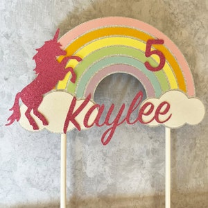 Rainbow Cake Topper, Pastel Rainbow Topper, Glitter Rainbow Topper ...