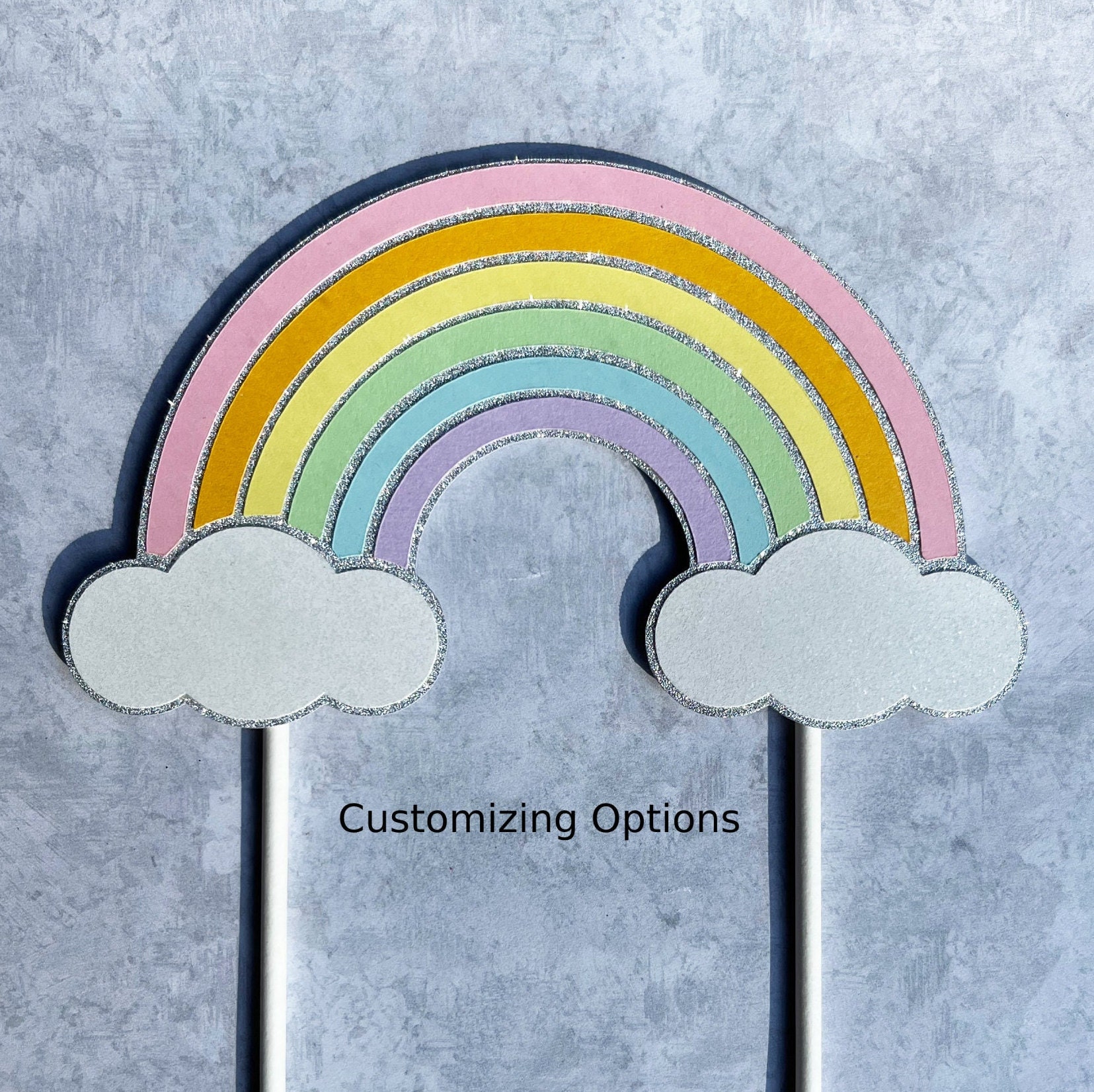Rainbow Cake Topper, Pastel Rainbow Topper, Glitter Rainbow Topper ...