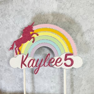 Rainbow Cake Topper, Pastel Rainbow Topper, Glitter Rainbow Topper ...
