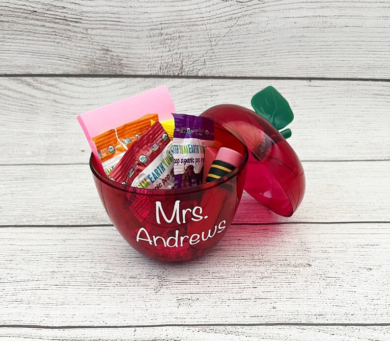 Personalized Apple Container, Teacher Appreciation Gift, Teacher End of ...