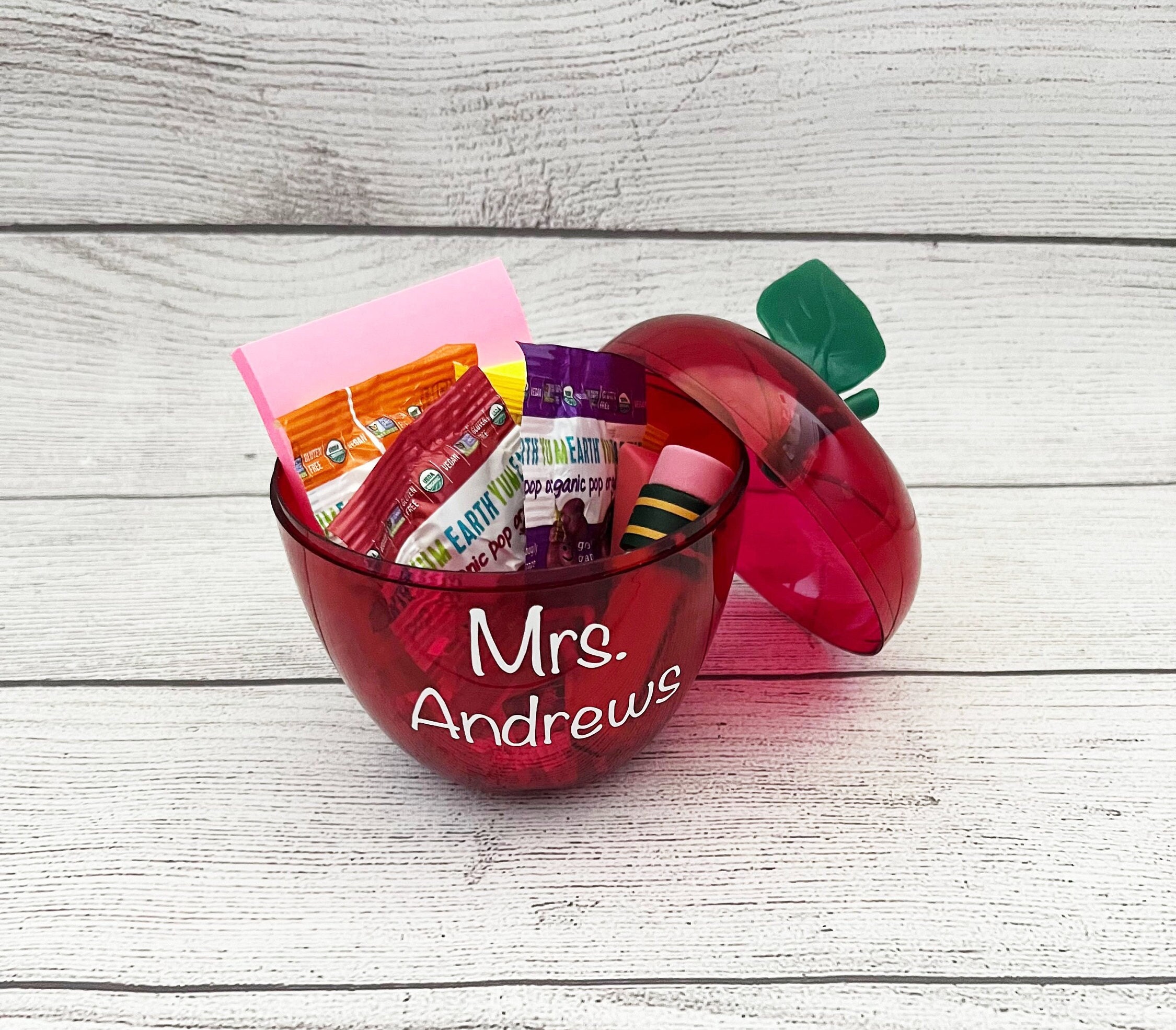 Personalized Apple Container, Teacher Appreciation Gift, Teacher End of ...