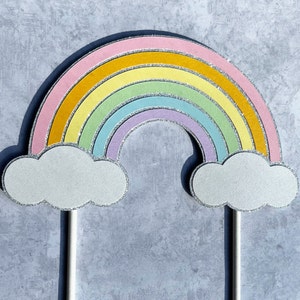 Rainbow Cake Topper, Pastel Rainbow Topper, Glitter Rainbow Topper ...