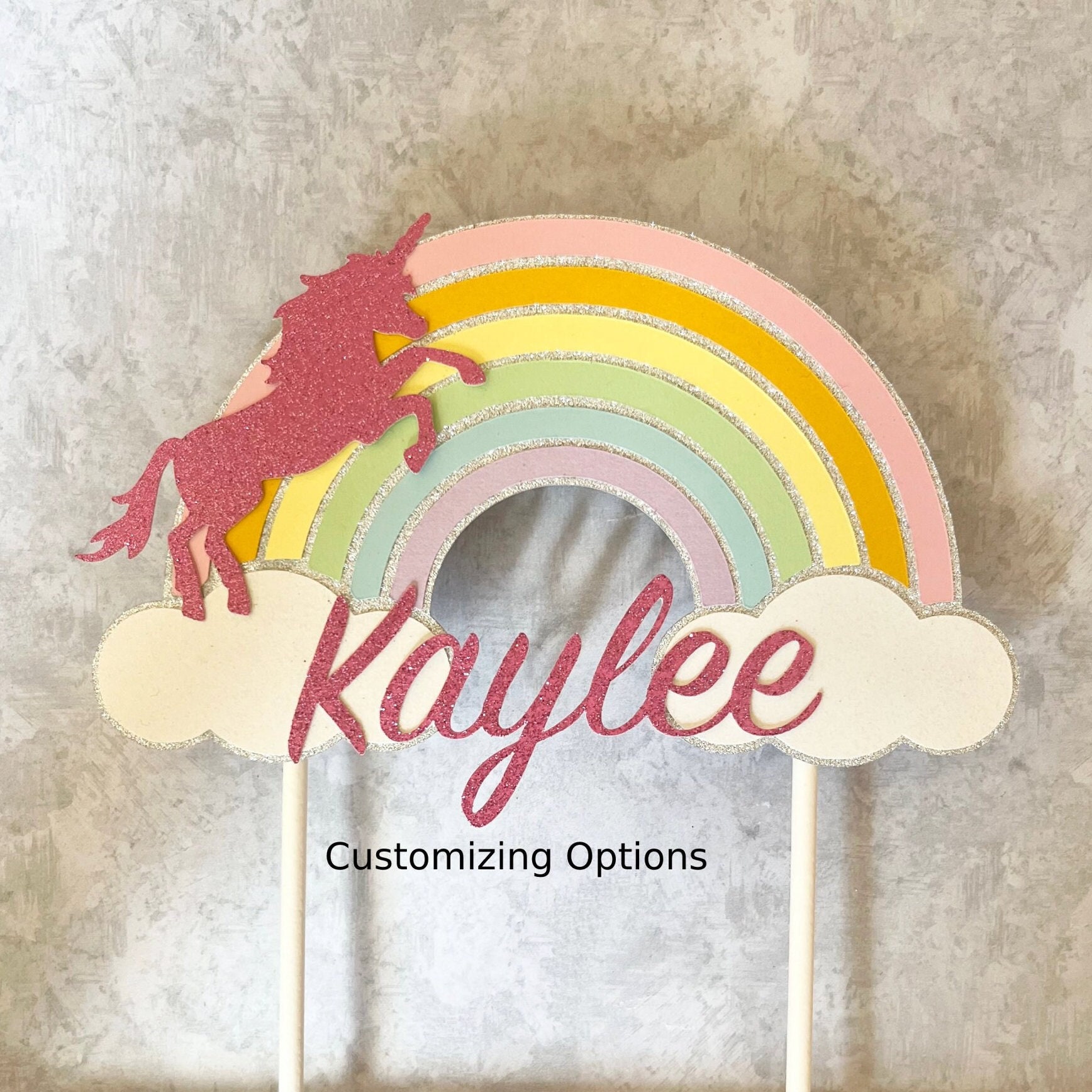 Rainbow Cake Topper, Pastel Rainbow Topper, Glitter Rainbow Topper ...
