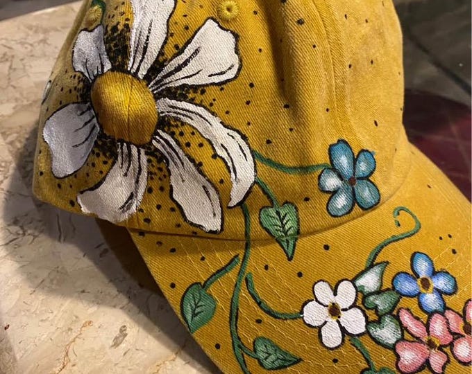 Hand Painted Women Ball Cap With Flowers - Etsy