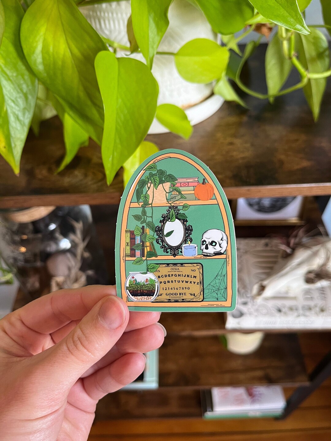 Spooky Bookshelf Sticker, Die Cut Sicker, Glossy Sticker, Horror ...