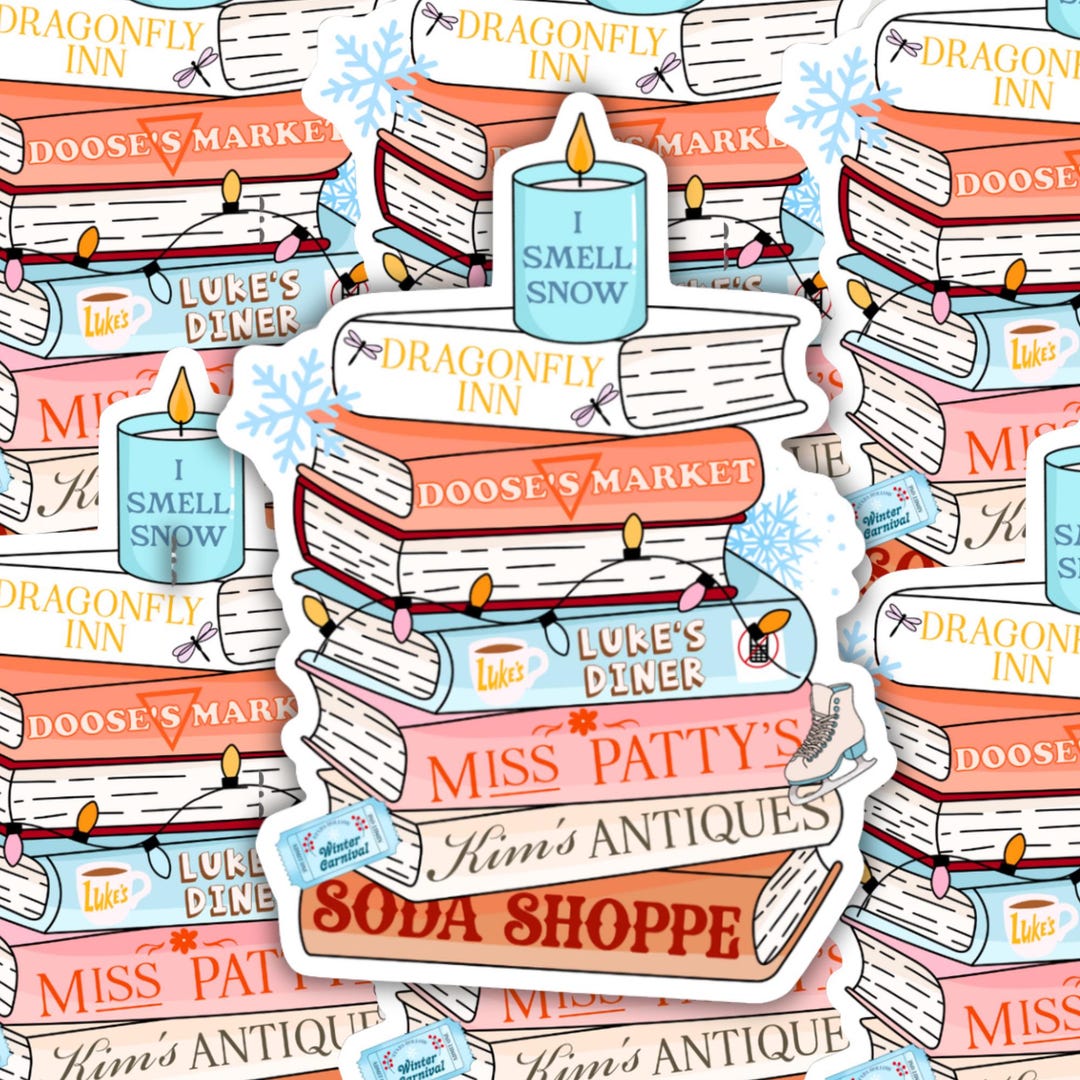 Gilmore Girls Stars Hollow Book Stack Sticker, Die Cut Sticker, Luke's ...