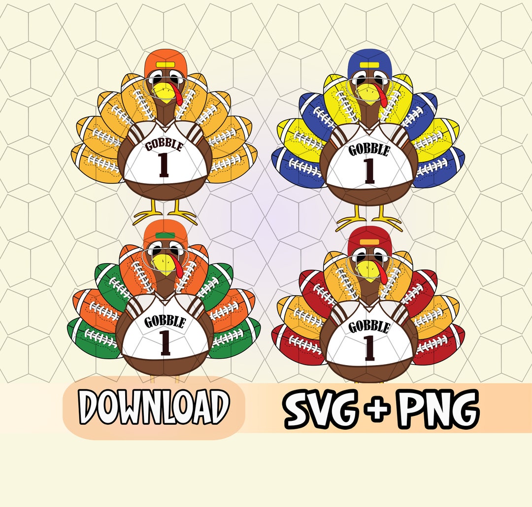 Personalized Thanksgiving Football Turkey SVG Bundle Instant Digital ...